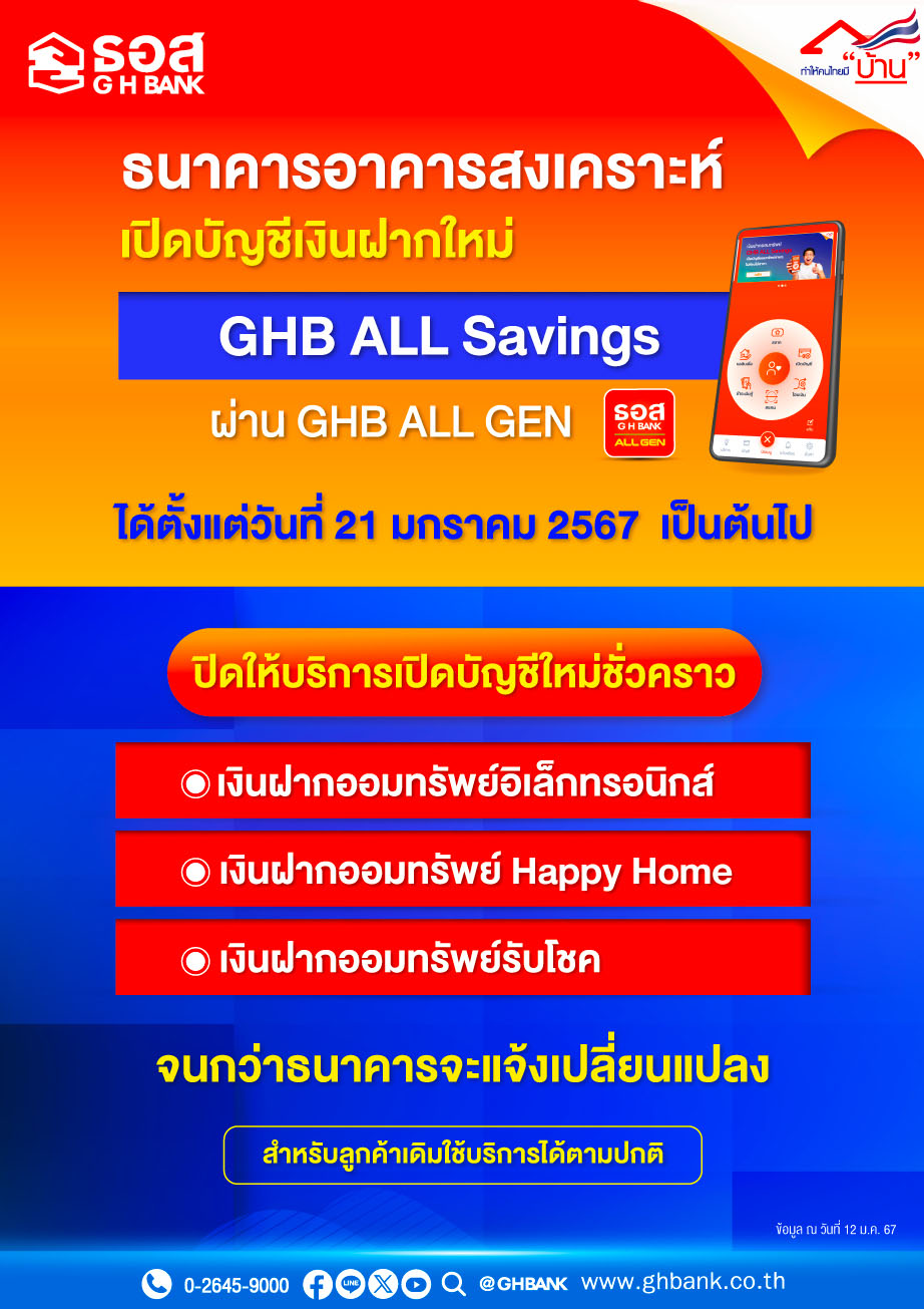 การเปิดให้บริการรับเปิดบัญชีเงินฝาก GHB ALL Savings ผ่าน Mobile Banking ...